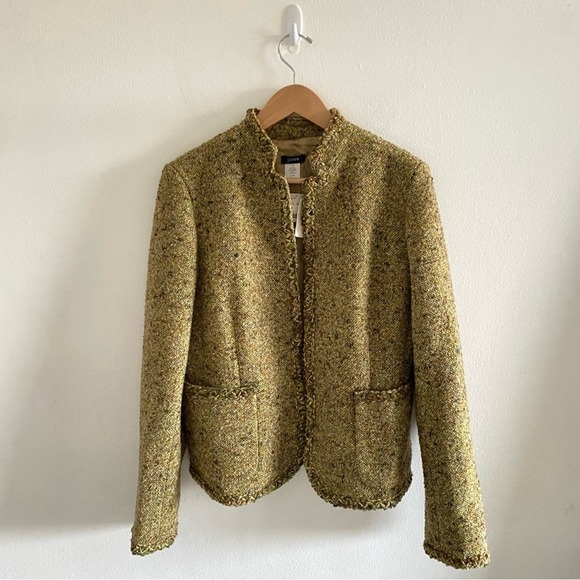 J. Crew | Jackets & Coats | J Crew Tweed Jacket Olive Brown Sz 2 | Poshmark